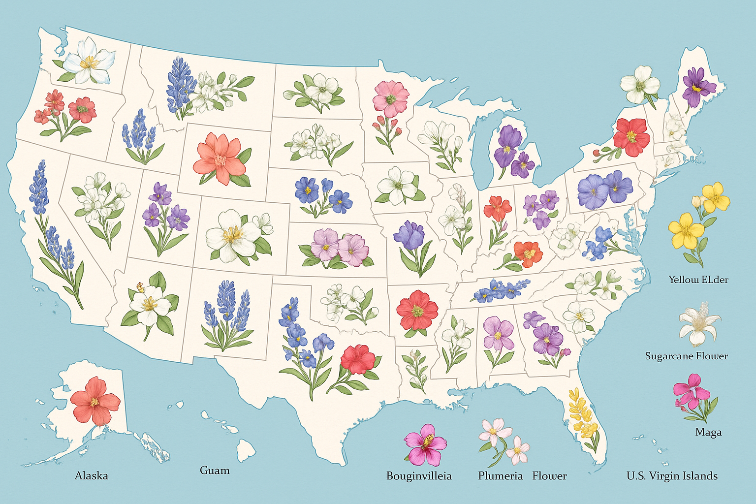 List Of Us State And Territory Flowers In Alphabetical Order - FarmTilling